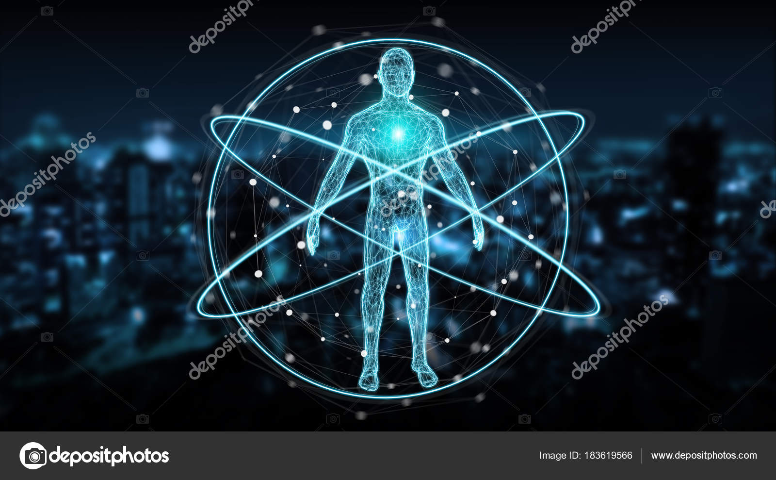 Digital x-ray human body scan background interface 3D rendering — Stock ...