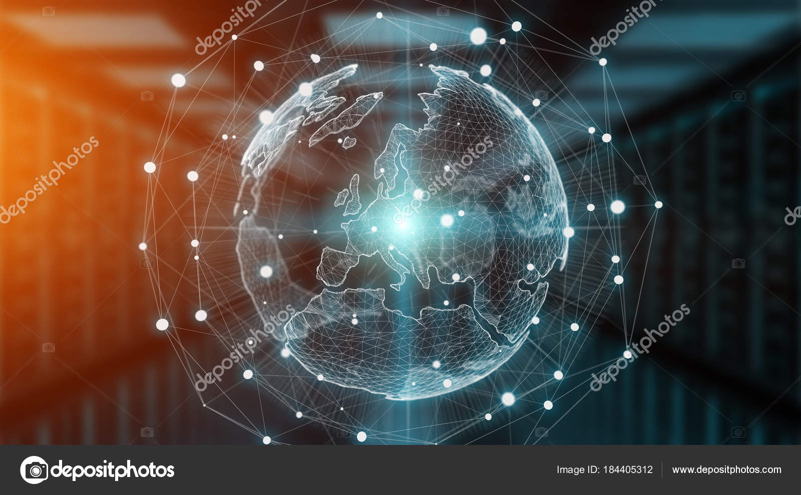 Connections system global world view 3D rendering Stock Photo by ...