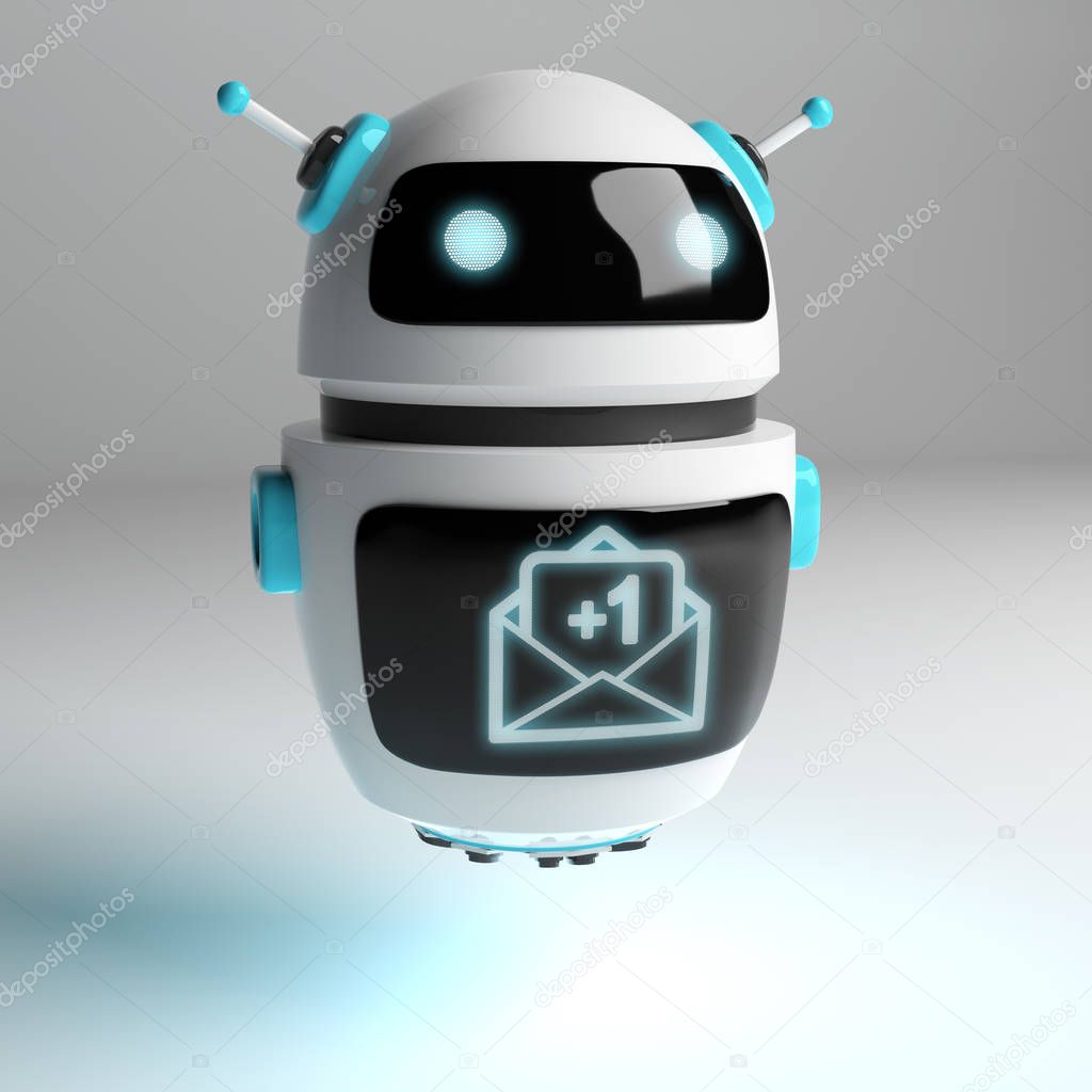 Futuristic digital robot receiving emails 3D rendering — Stock Photo ...