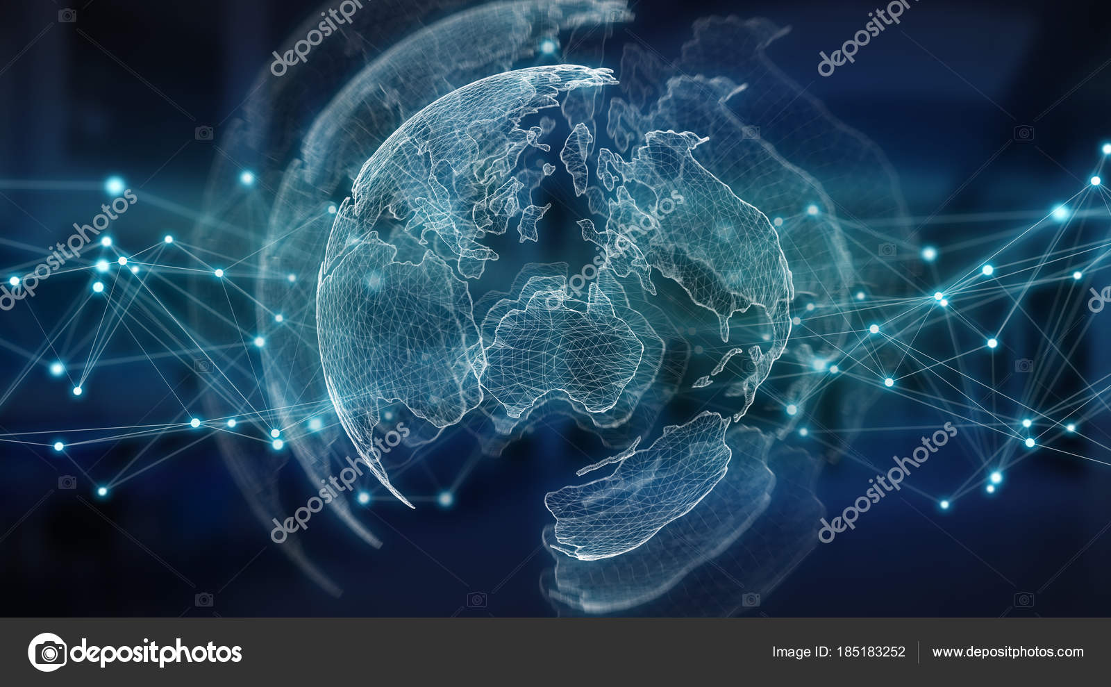 Connections system global world view 3D rendering — Stock Photo ...