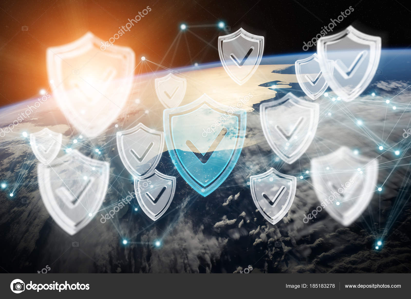 Cyber security on planet Earth 3D rendering — Stock Photo © sdecoret ...