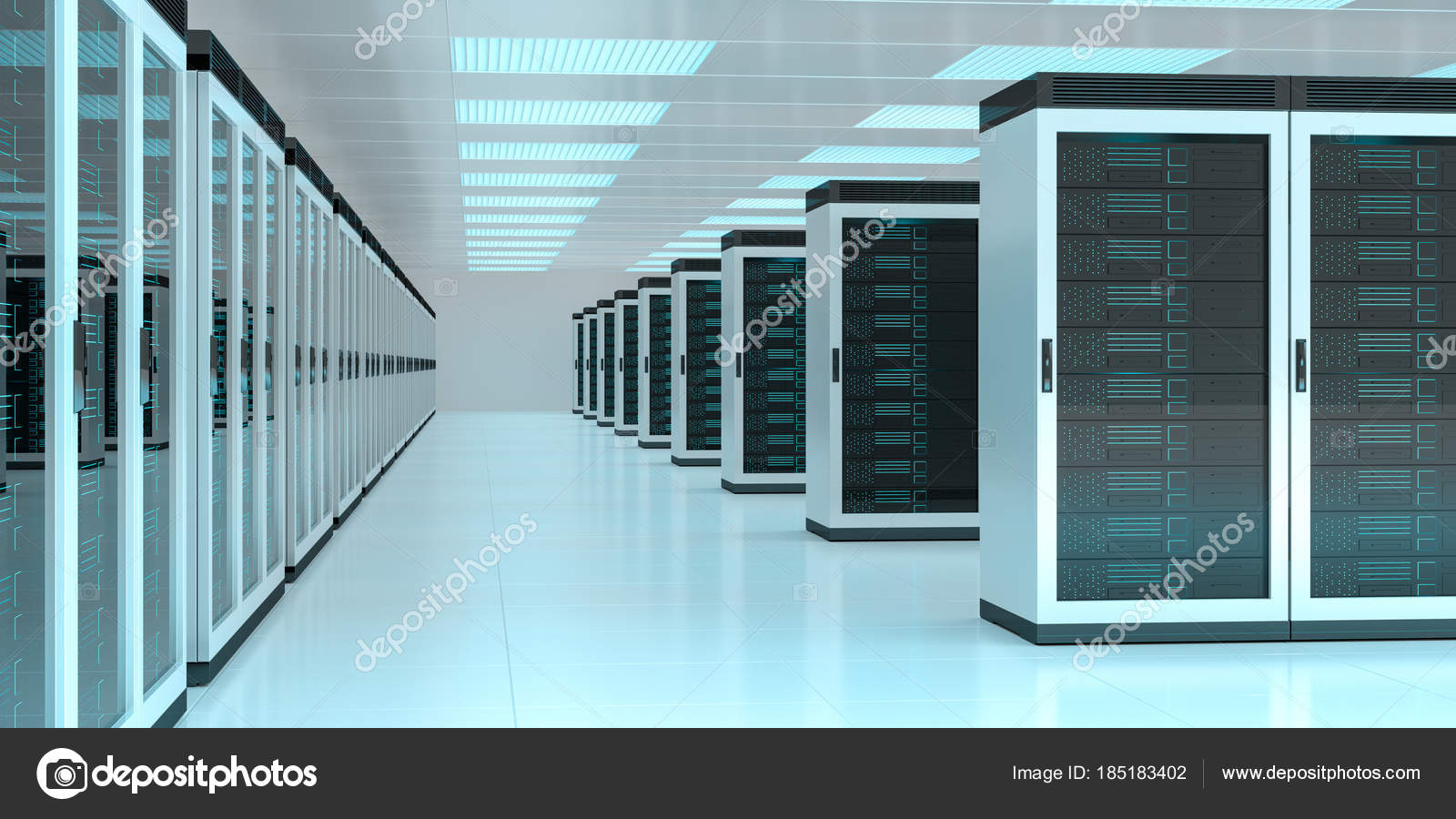 Server room center exchanging cyber datas 3D rendering Stock Photo by ...