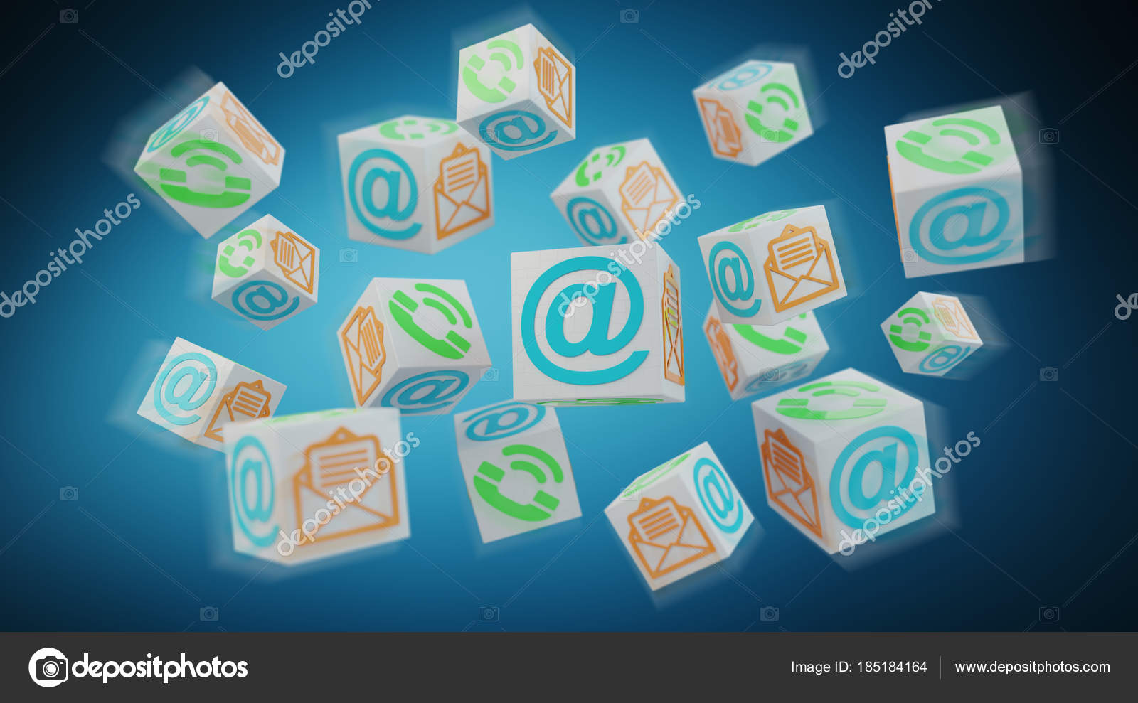 Floating cube contact 3D rendering Stock Photo by ©sdecoret 185184164