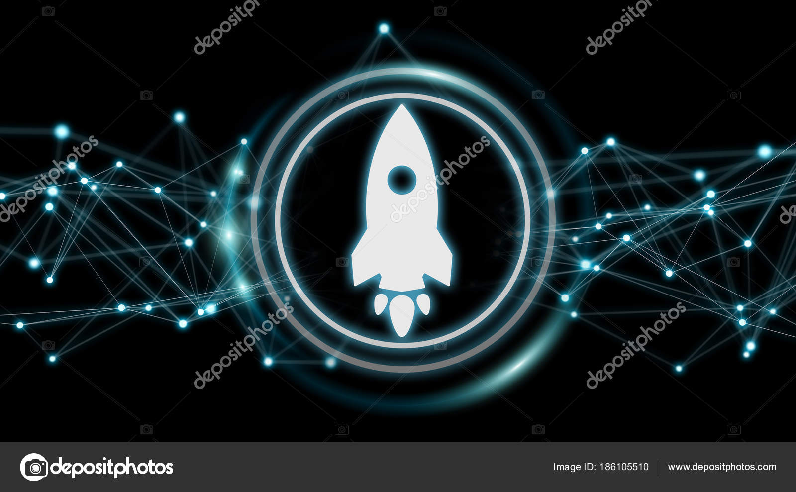 Startup rocket digital interface 3D rendering — Stock Photo © sdecoret ...
