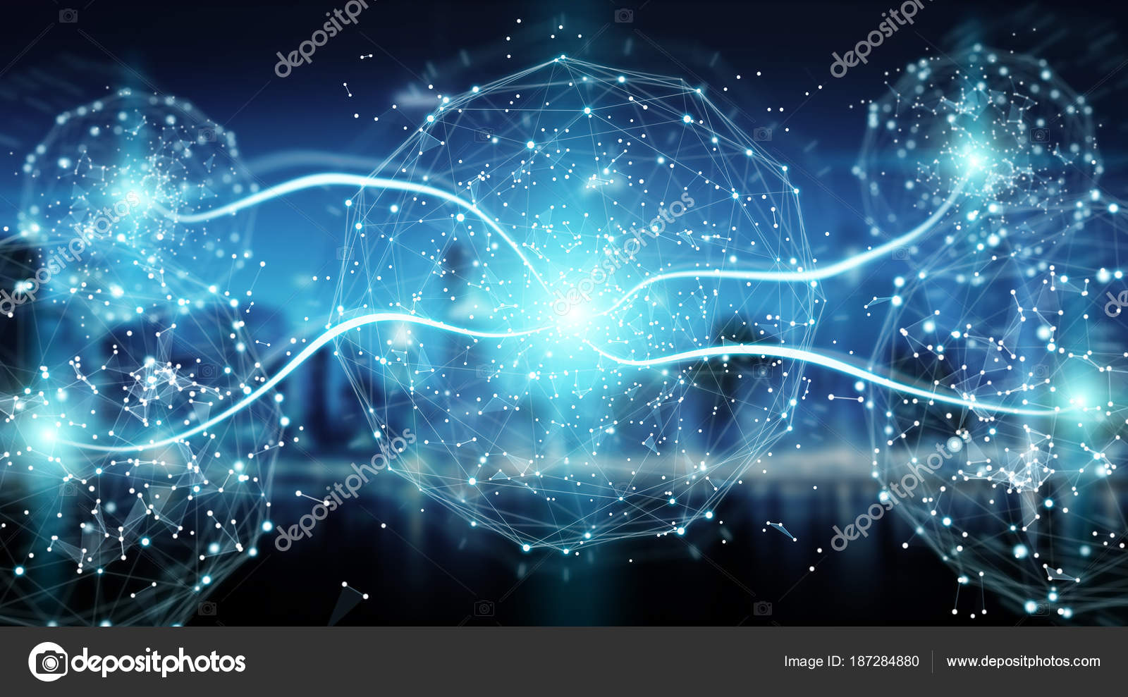 Digital network connection sphere interface 3D rendering Stock Photo by ...