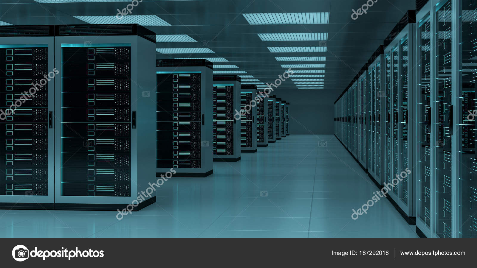 Server room data center interior 3D rendering — Stock Photo © sdecoret ...