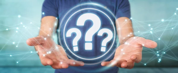 Businessman using question marks digital interface 3D rendering Stock Photo by ©sdecoret 189063470