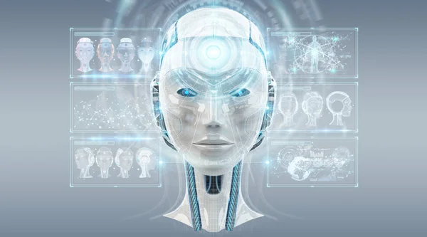 Digital artificial intelligence cyborg interface 3D rendering Stock ...