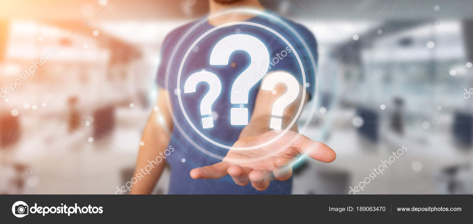 Businessman using question marks digital interface 3D rendering Stock Photo by ©sdecoret 189063470