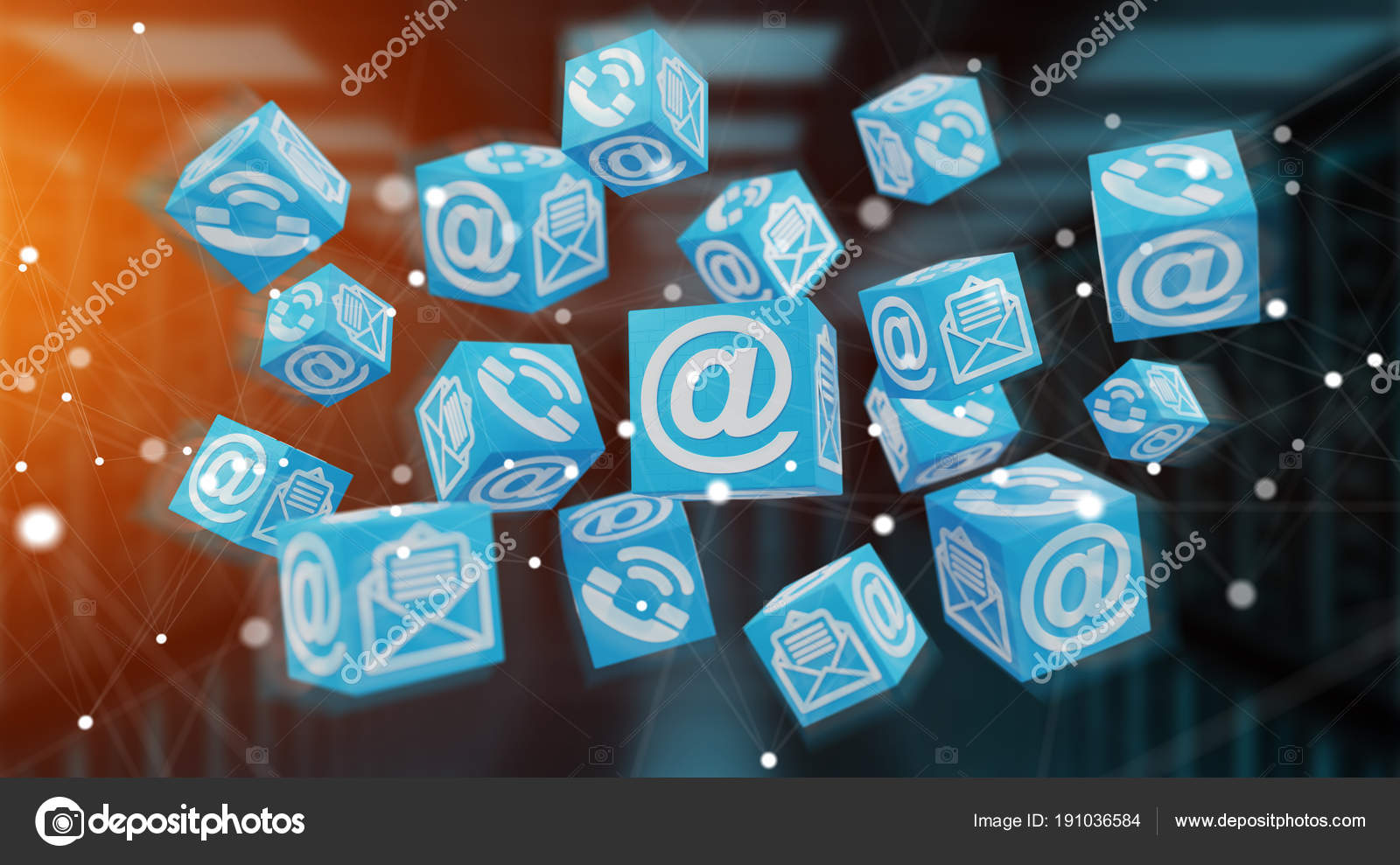 Floating cube contact 3D rendering Stock Photo by ©sdecoret 191036584