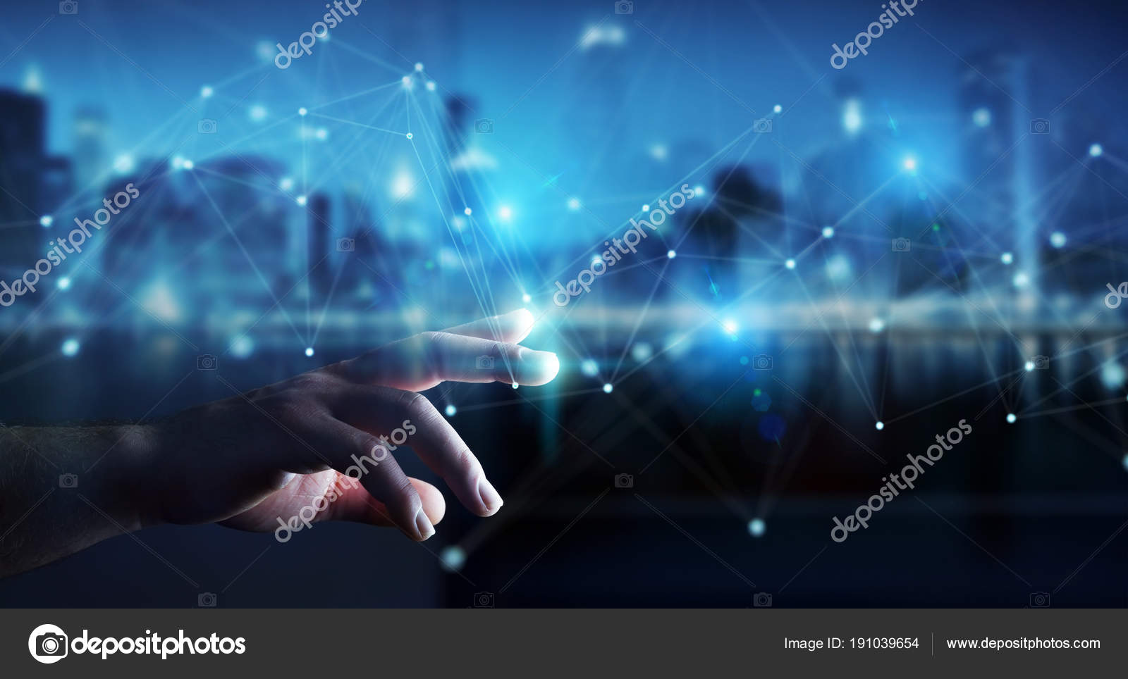 Businessman using futuristic connection interface 3D rendering — Stock ...