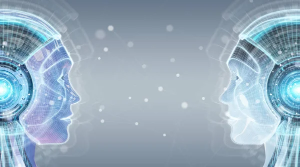 Digital artificial intelligence cyborg interface 3D rendering - Stock ...