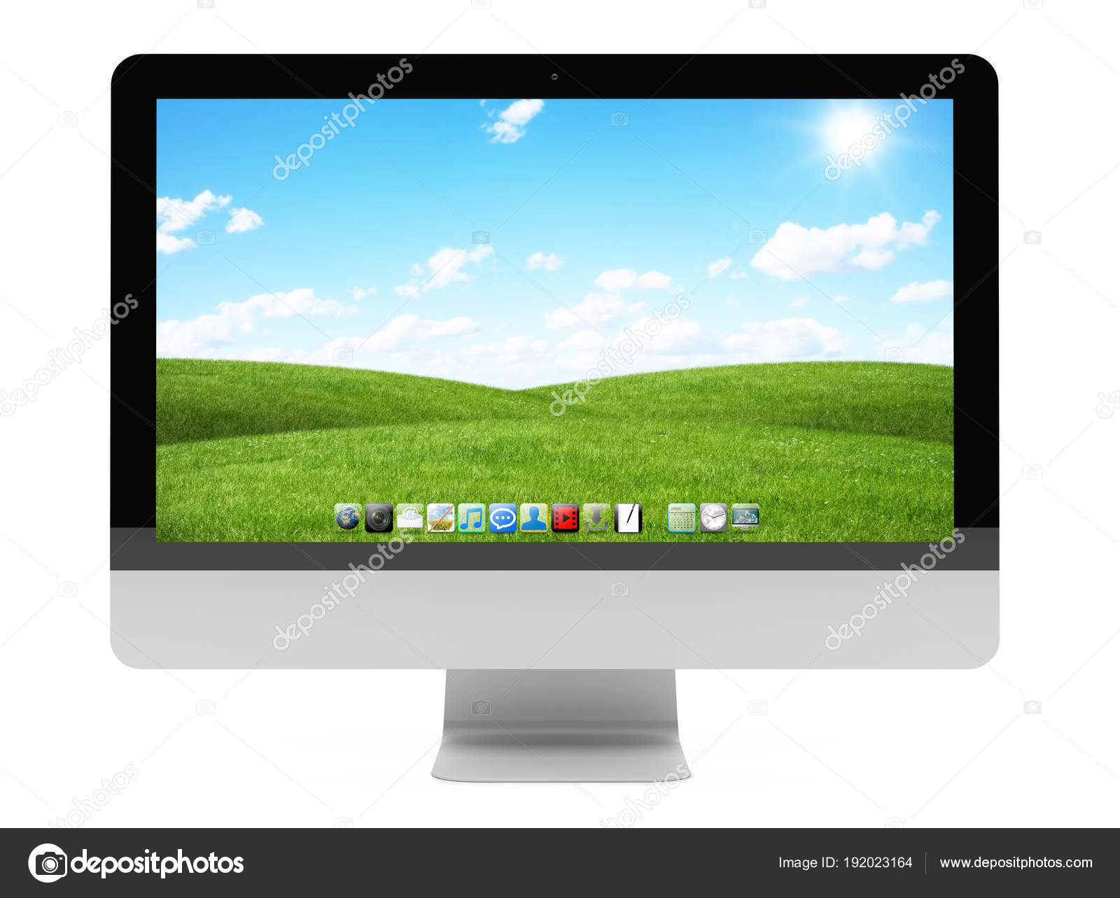 Modern computer screen on white background 3D rendering — Stock Photo ...