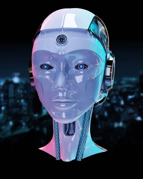 Cyborg head artificial intelligence 3D rendering — Stock Photo ... Cyborg head artificial intelligence 3D rendering — Stock Photo ...