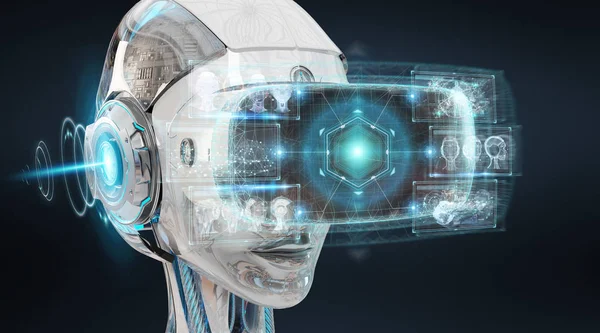 Virtual Reality Artificial Intelligence Illustration Blue Background ...