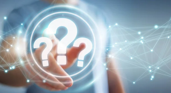 Businessman using question marks digital interface 3D rendering Stock Photo by ©sdecoret 189063470