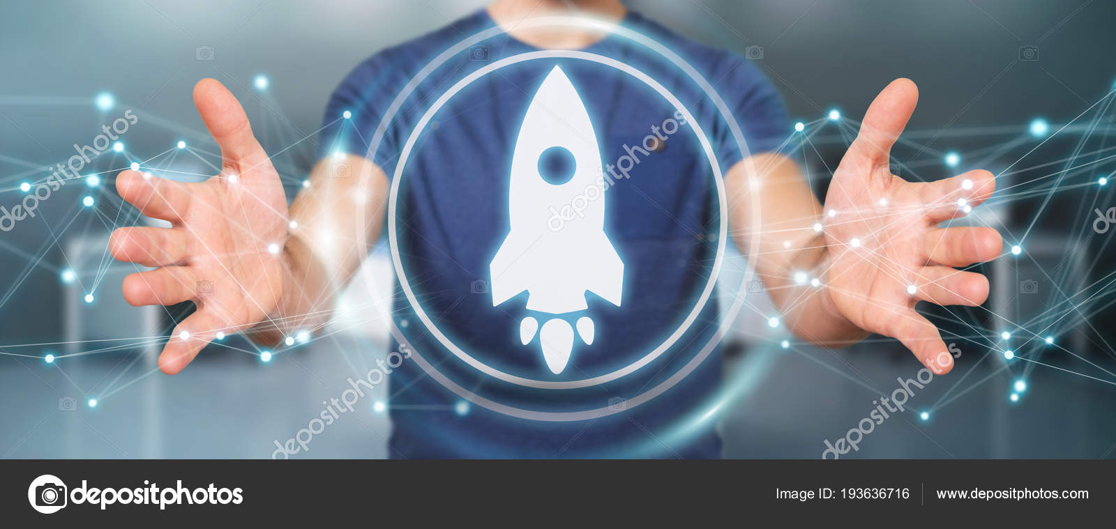 Businessman using startup digital interface 3D rendering Stock Photo by ...