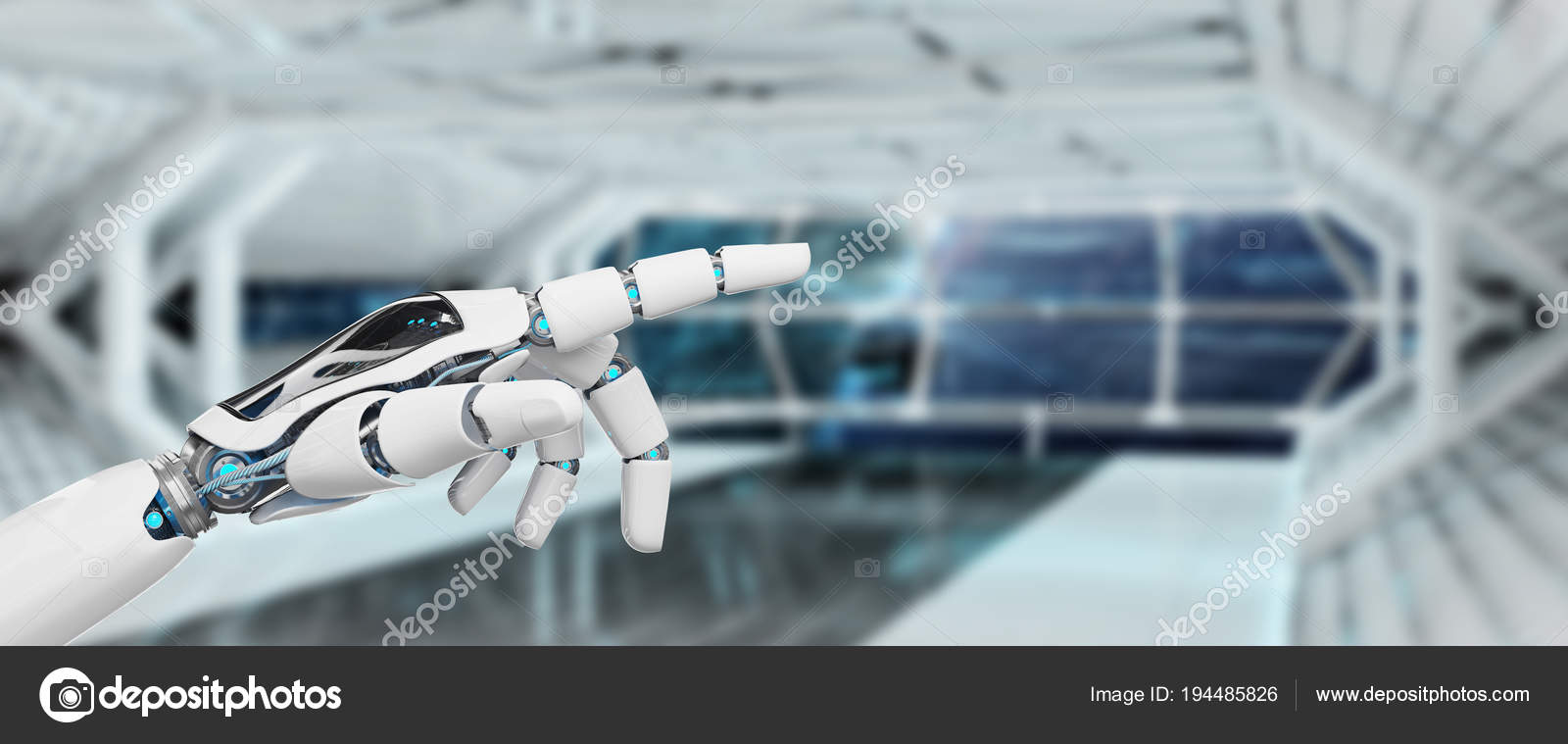 White cyborg pointing his finger 3D rendering Stock Photo by ©sdecoret ...