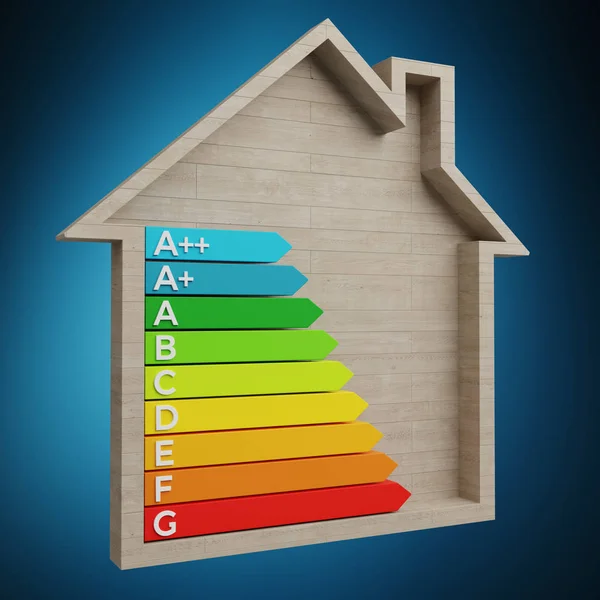 Rendering Energy Rating Chart Wooden House White Background Stock Photo ...