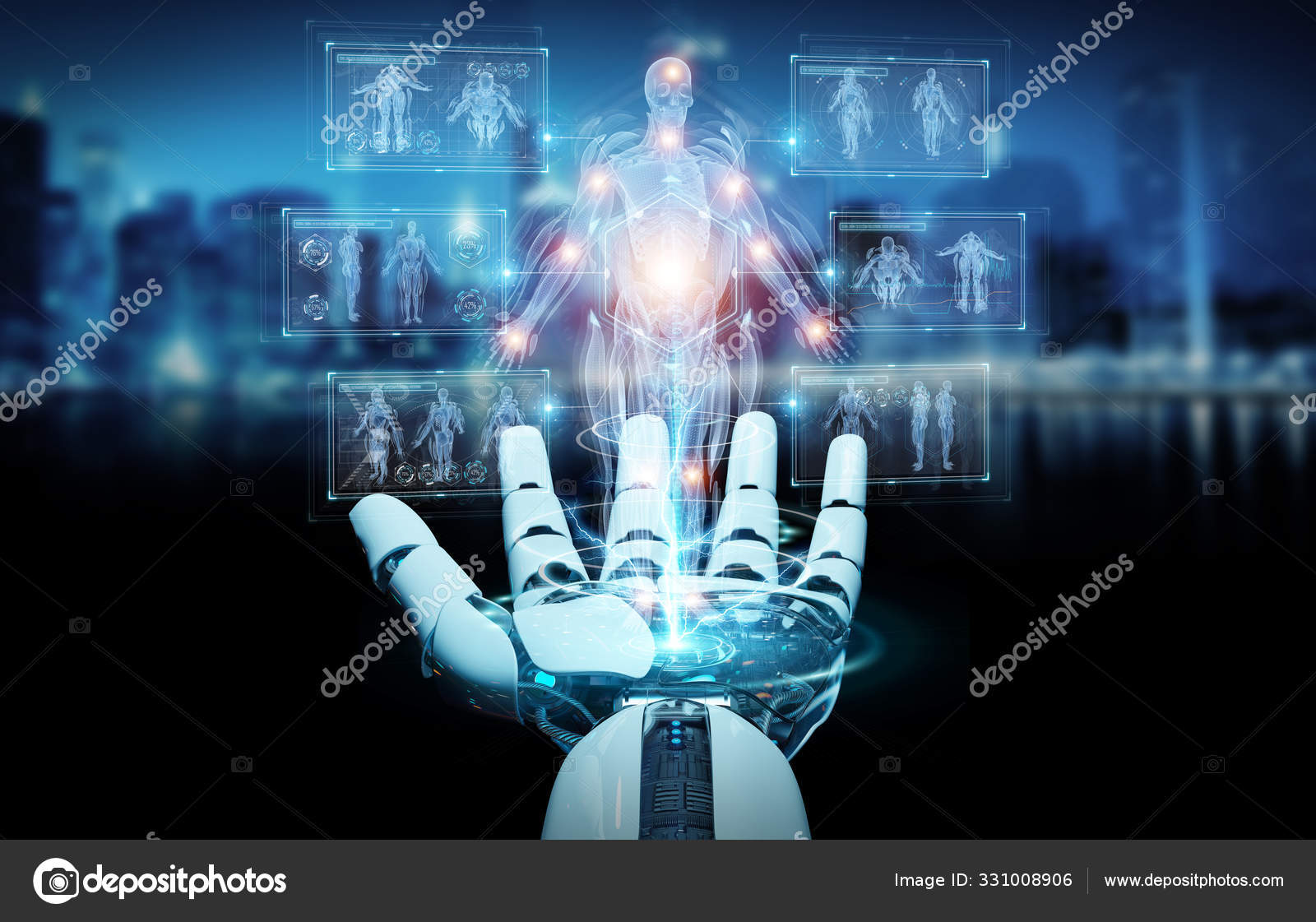 Robot hand using digital x-ray human body holographic scan proje ...