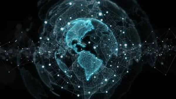 Global network on planet Earth blue background 3D rendering - Stock ...
