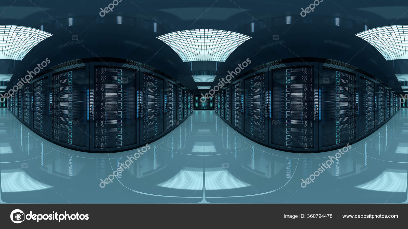 High Resolution Hdri Panoramic View Bright Server Data Room Center ...