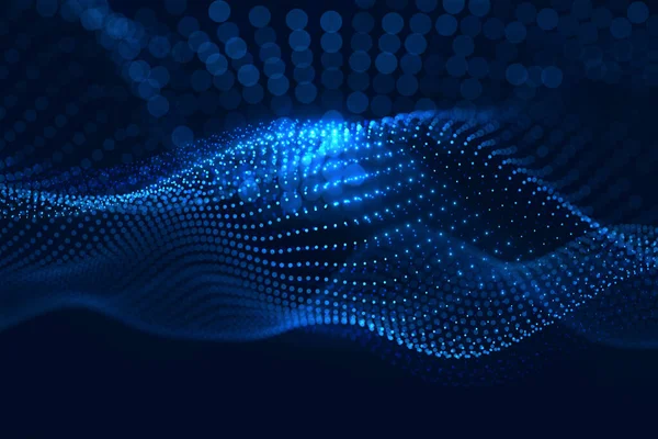 Moving Neon Blue Dots Pattern Forming Digital Network Connection Dark ...