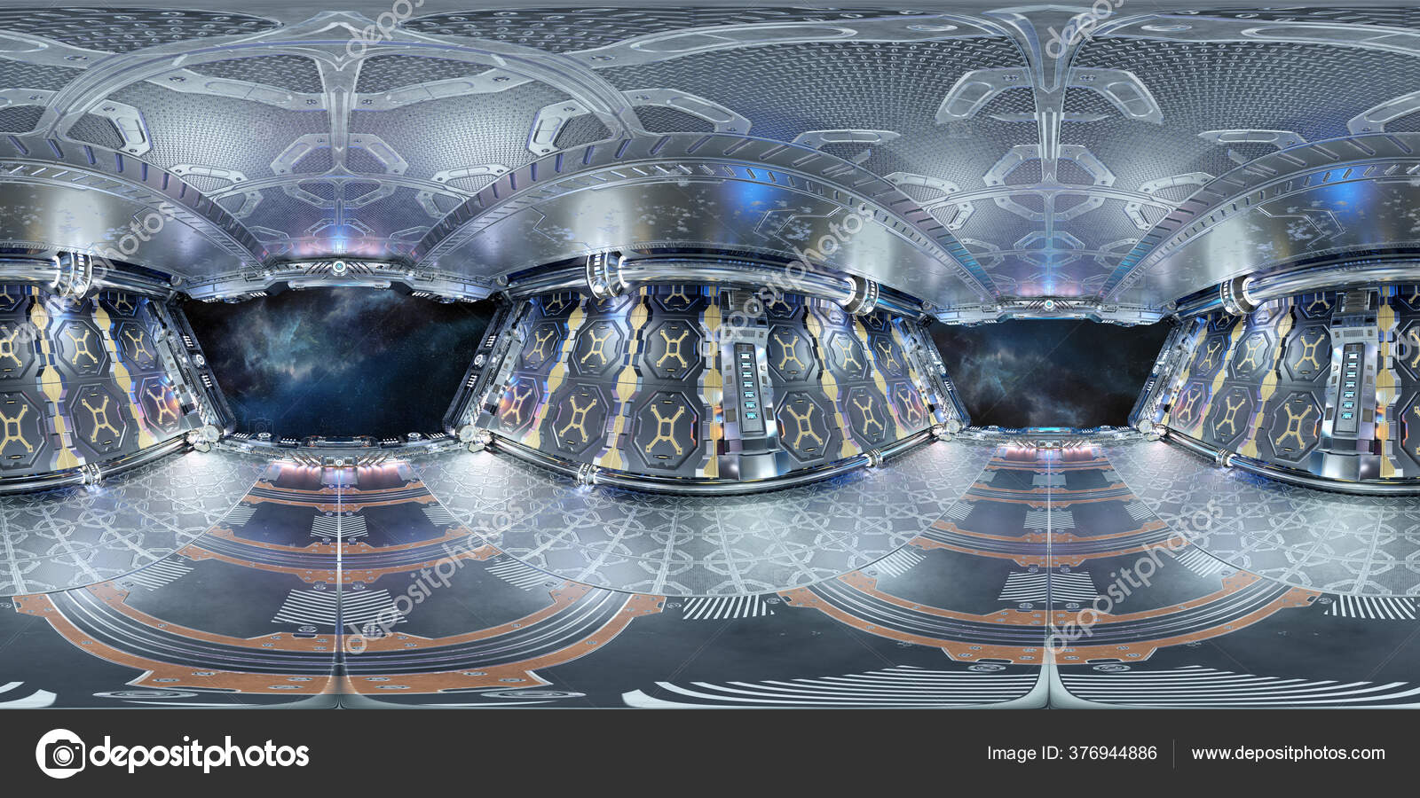 High Resolution Hdri Panoramic View Coloured Spaceship Interior 360 ...