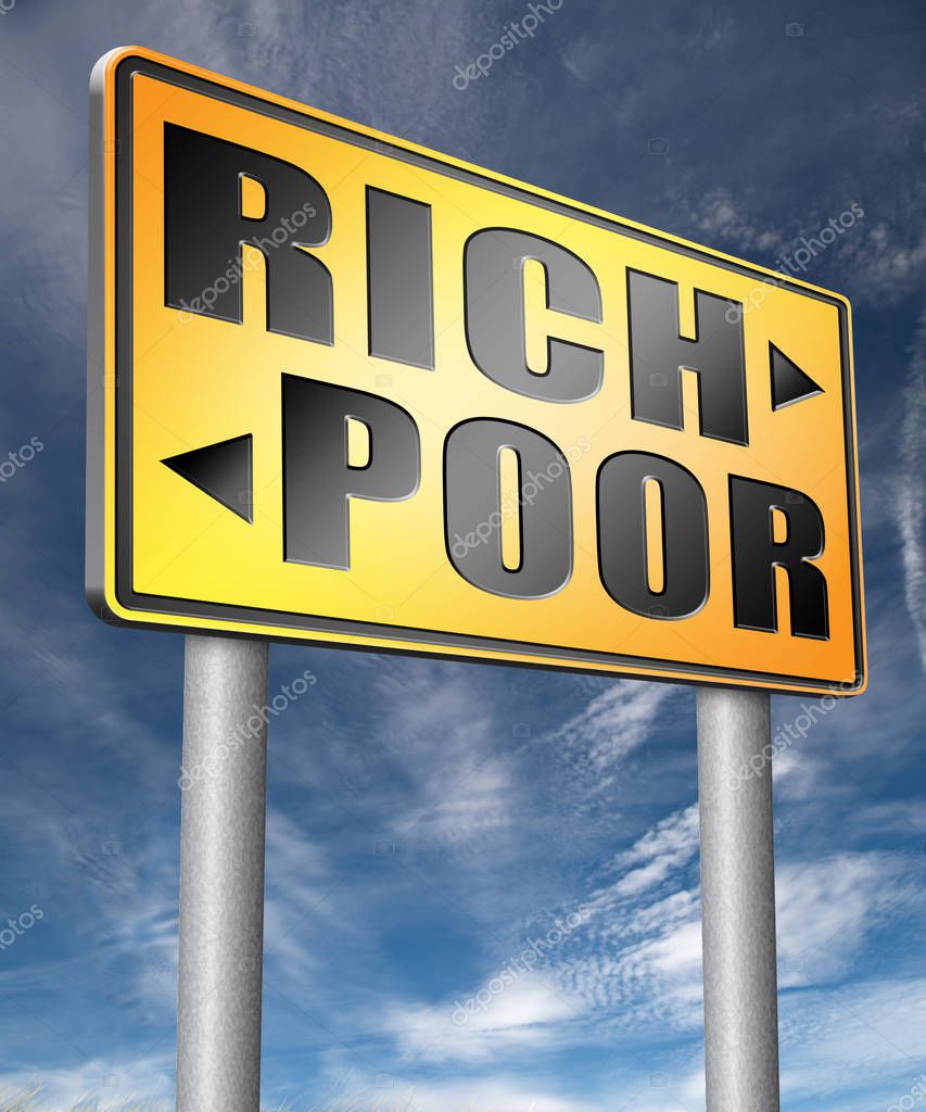 señalización vial rica o pobre Ilustración 3D 2023