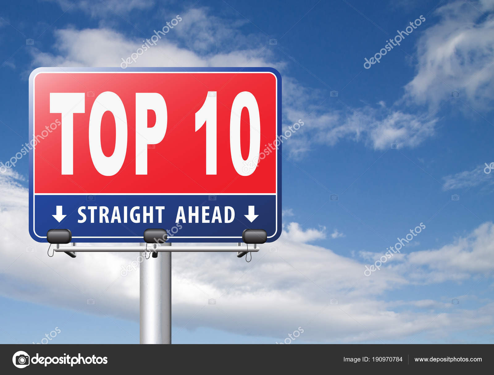 Top Road Sign Cloudy Sky Background Stock Photo by ©kikkerdirk 190970784