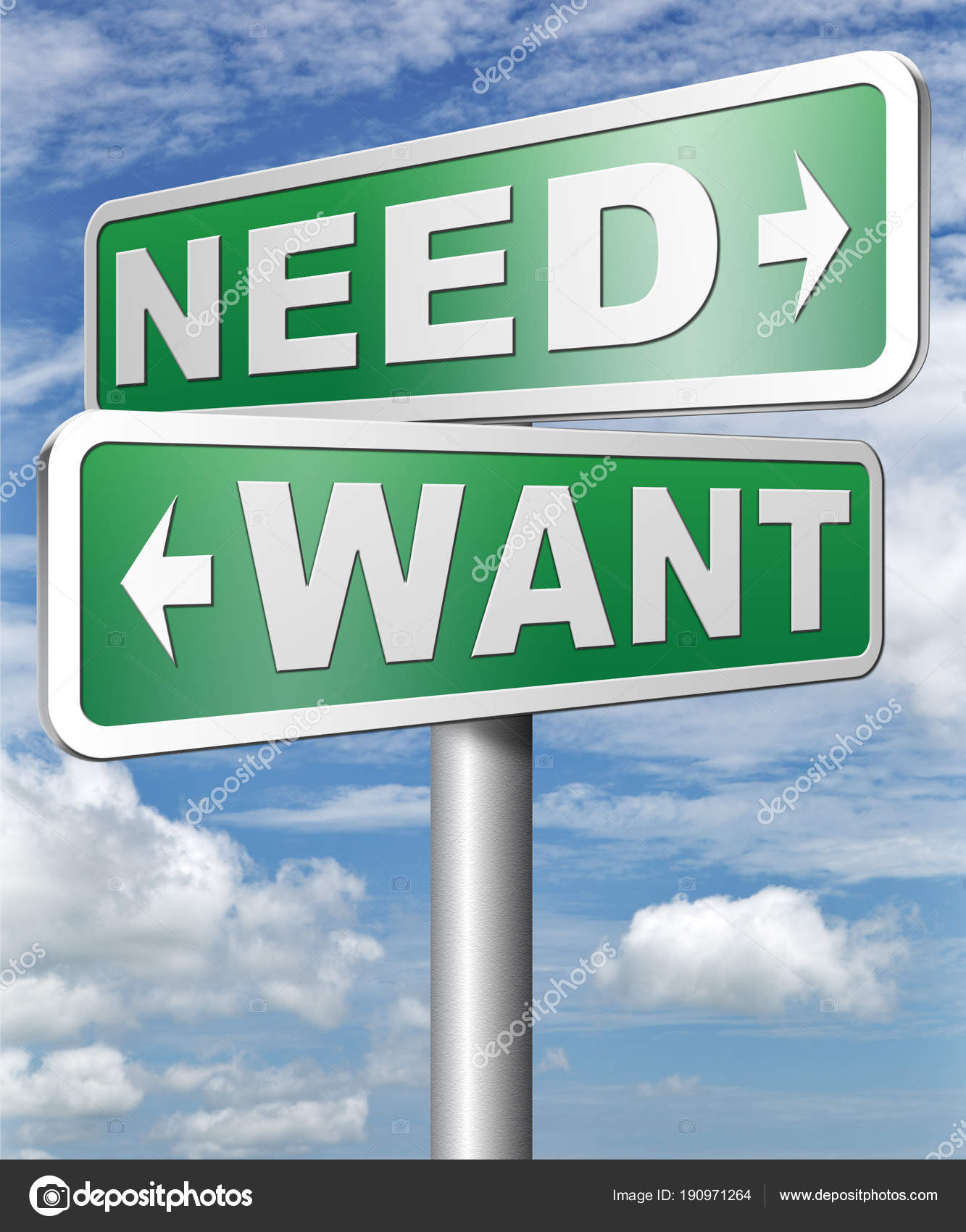 Want Need Sign Boards Cloudy Sky Background — Stock Photo © kikkerdirk ...
