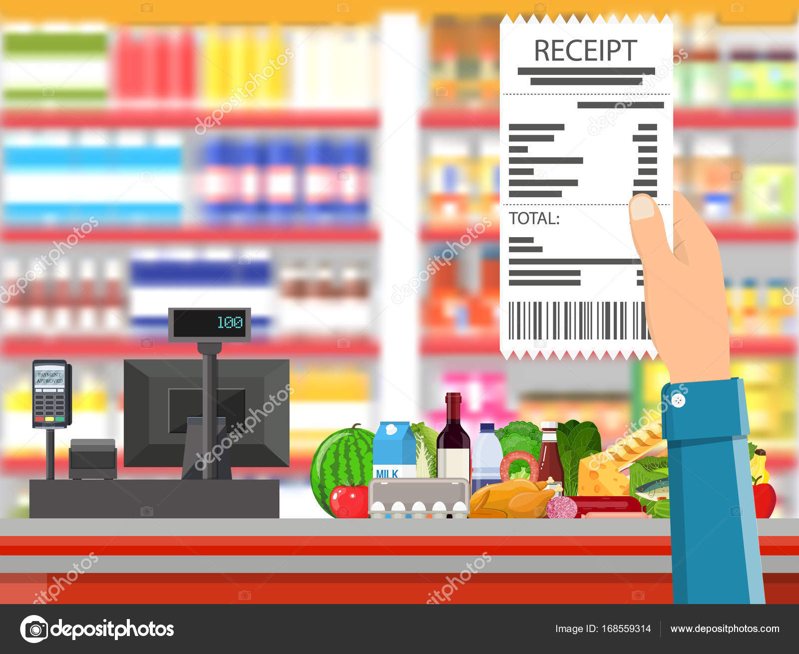 Grocery Store Checkout Counter Clipart
