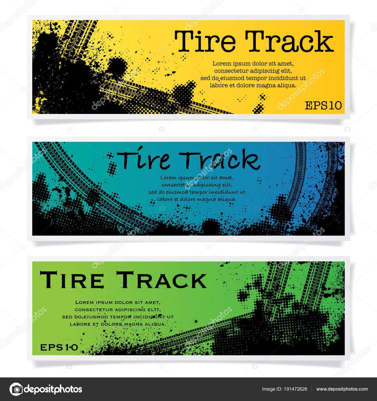 Three color tire track posters Stock Vector by ©longquattro 191472626