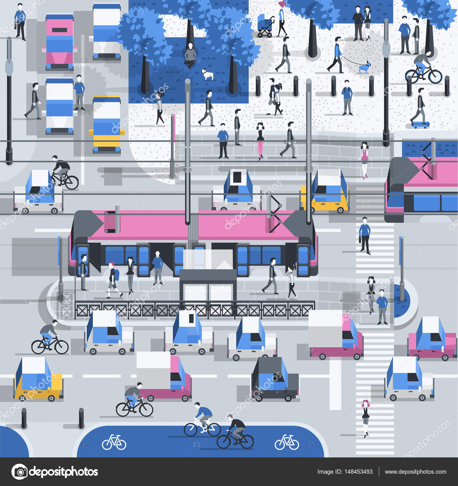 People and traffic on street banner Stock Illustration by ©bubufr ...