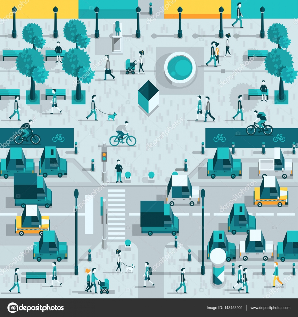 People and traffic on street banner Stock Vector Image by ©bubufr ...