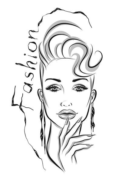 Beautiful line art woman illustration Stock Vector Image by ...