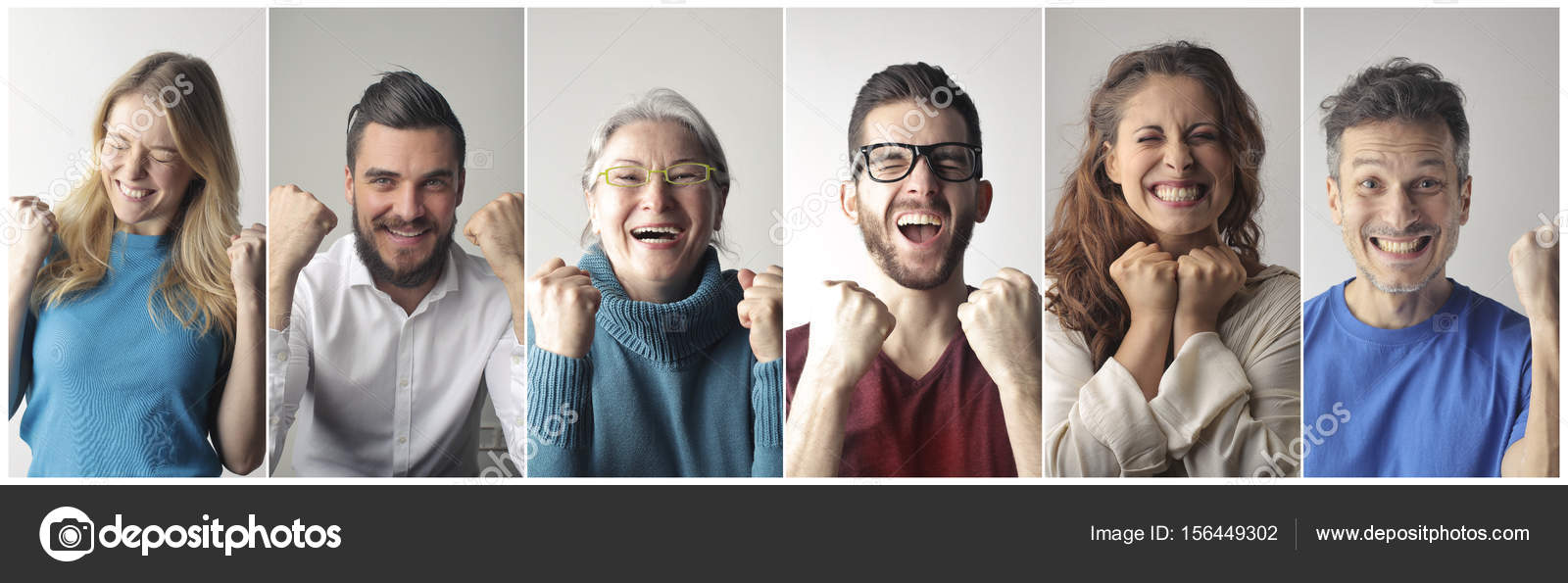 Collage of people being excited and happy Stock Photo by ©olly18 156449302