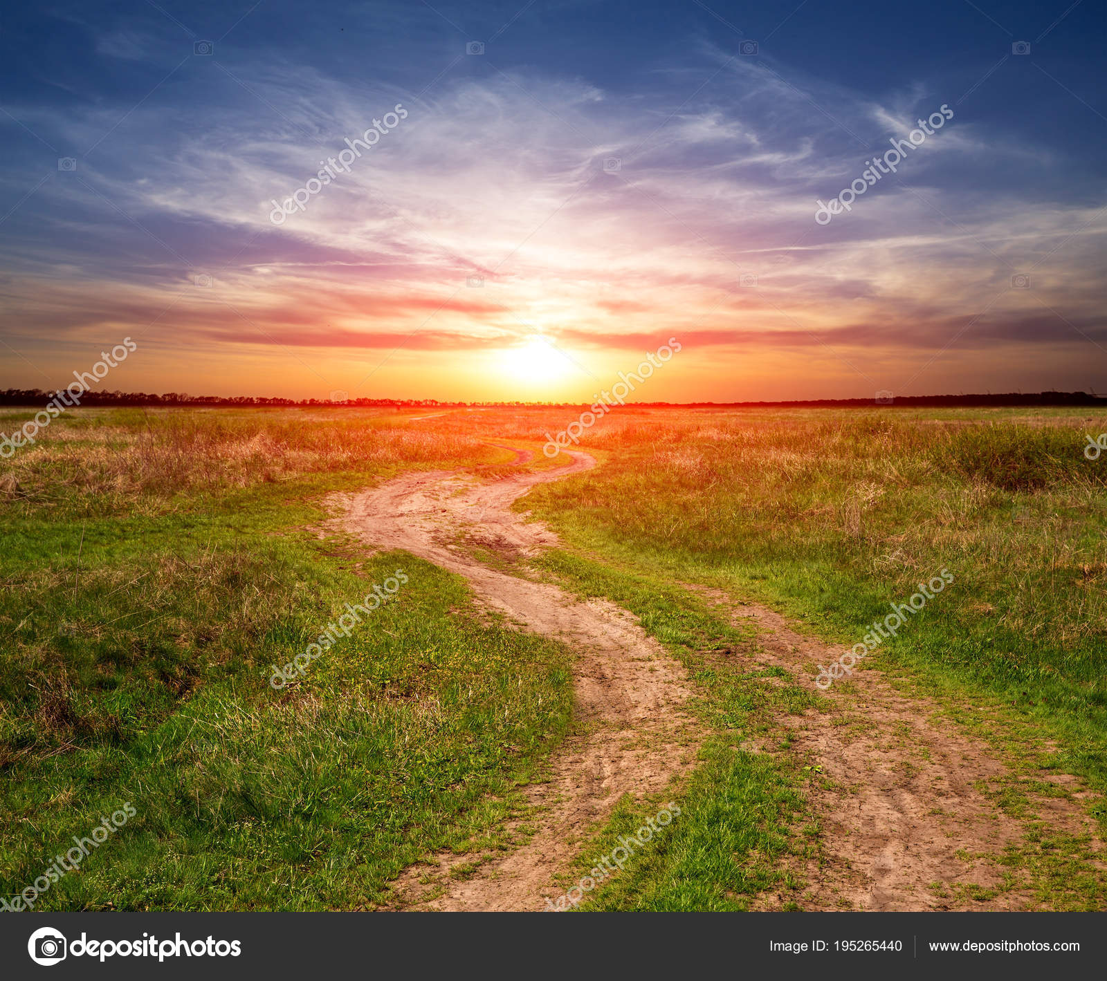 Rut road on susnet background Stock Photo by ©pklimenko 195265440
