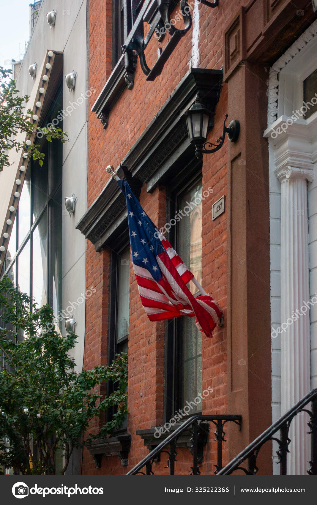 National American flag on building entrance — Stock Photo © toxawww ...