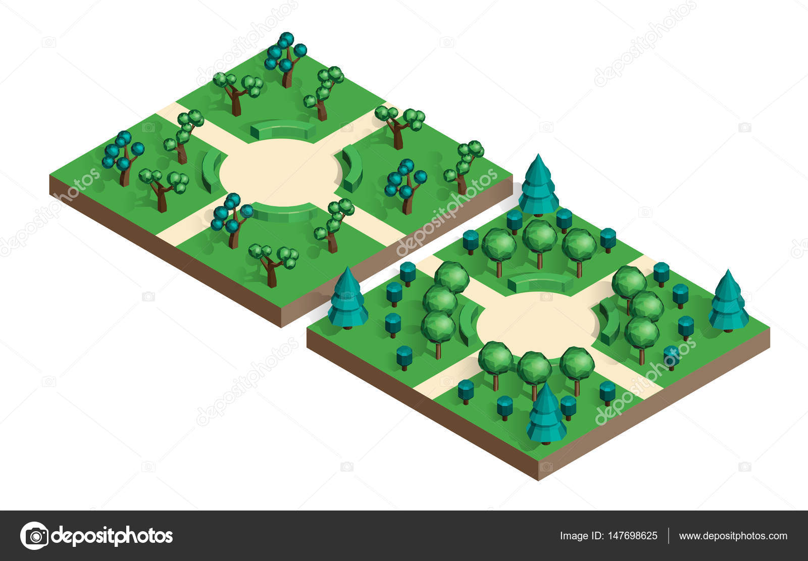 Isometric view projection summer landscape. Stock Vector Image by ...