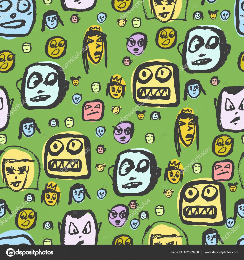 Doodles faces pattern Stock Vector Image by ©lolya1988 #162869980