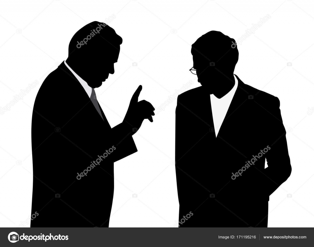 Boss giver ordre eller advarer sin medarbejder Stock-vektor af ...