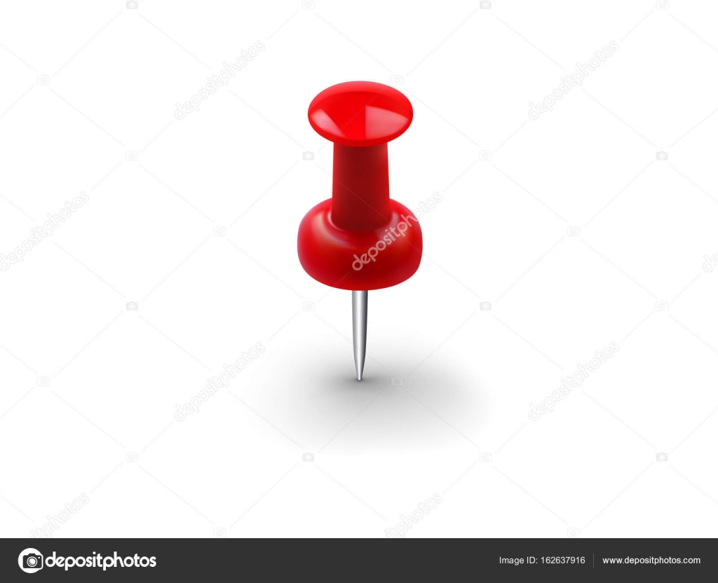 Realistic red push pin isolated on white background Stock Vector by ...