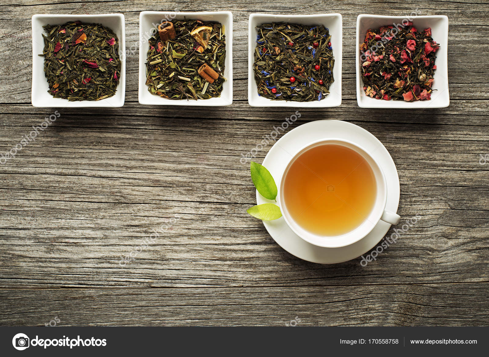 Tea cup with dry collection Stock Photo by ©photodesign 170558758