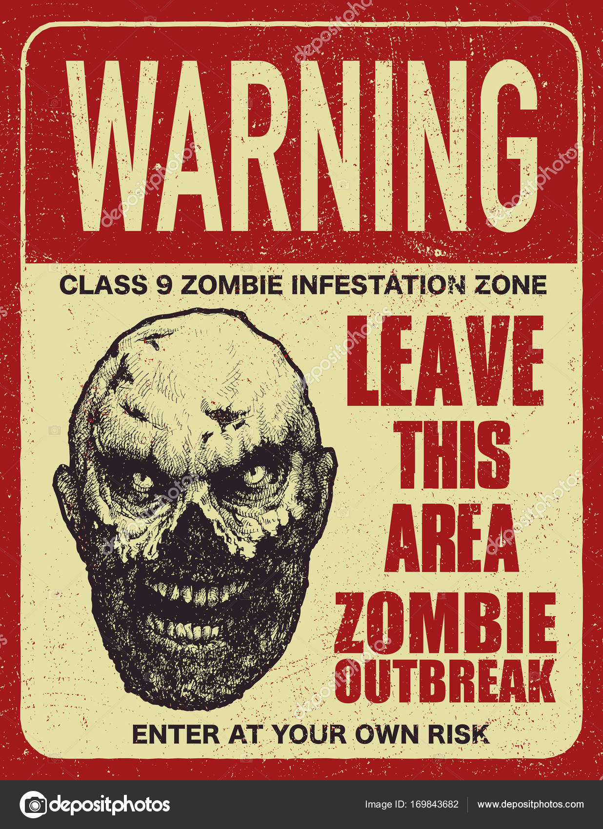 Cartel zombi brote letrero vector, gráfico vectorial © DIDDLE imagen ...