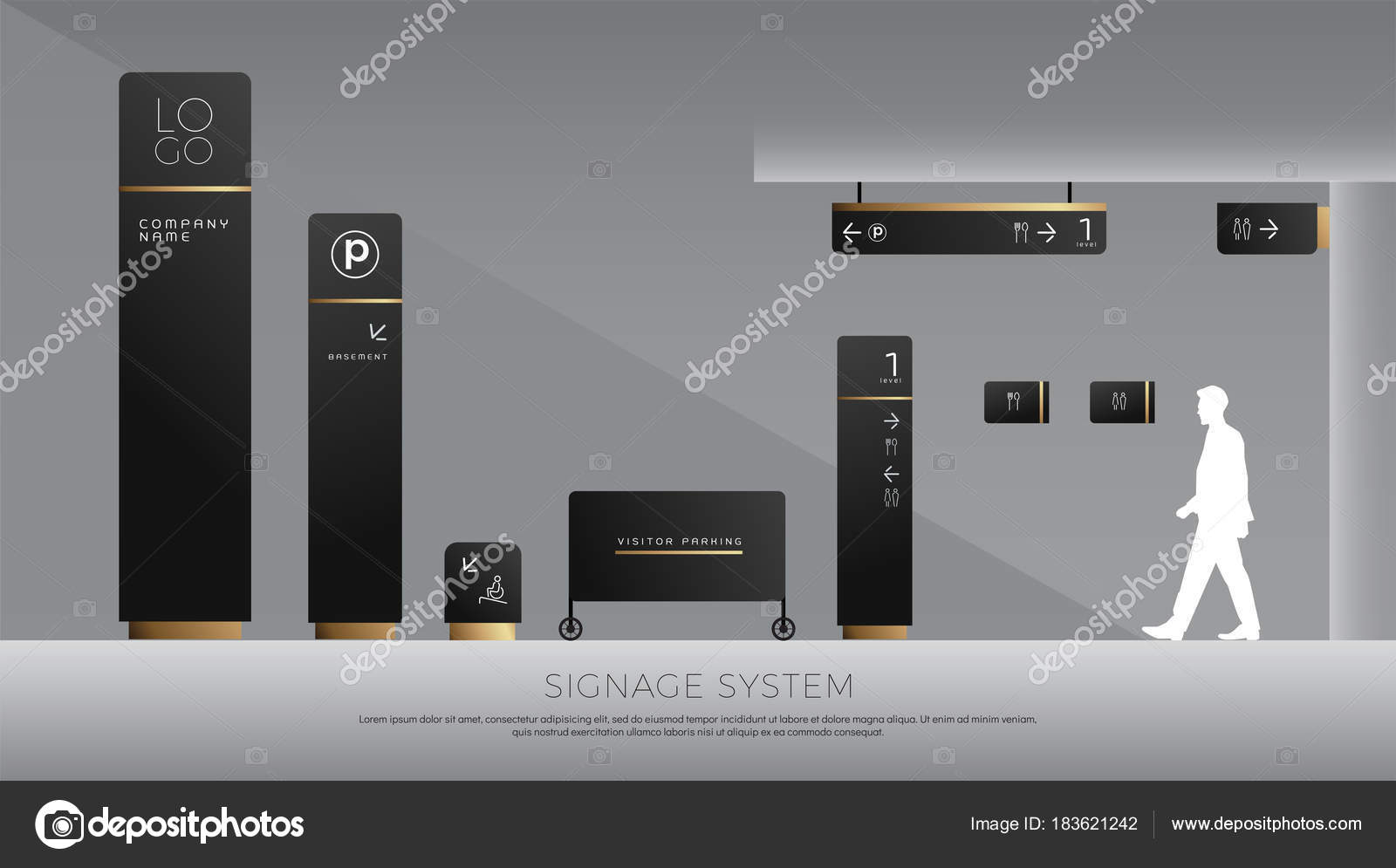Exterior Interior Signage Concept Direction Pole Wall Mount Traffic ...