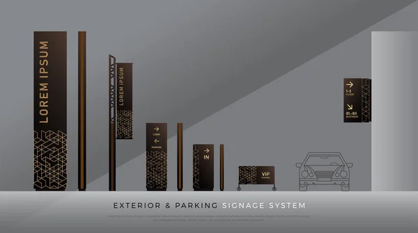 exterior and parking signage. direction, pole, wall mount and traffic ...