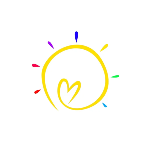 Abstract vector Sun icon with Heart - orange & pink, isolated o — Stock ...