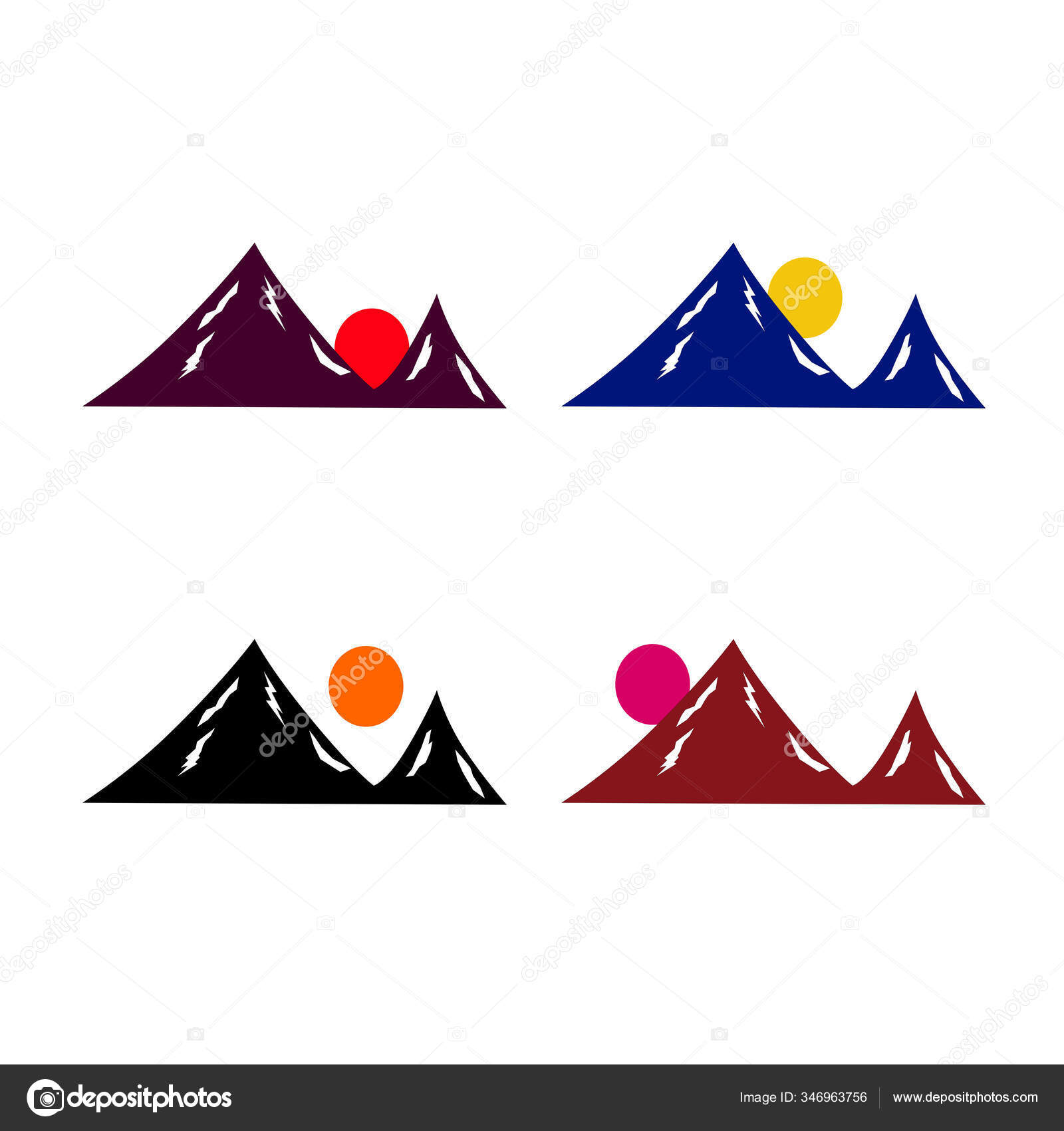 Mountains Icon Collection Various Colors Stock Vector Image by ...