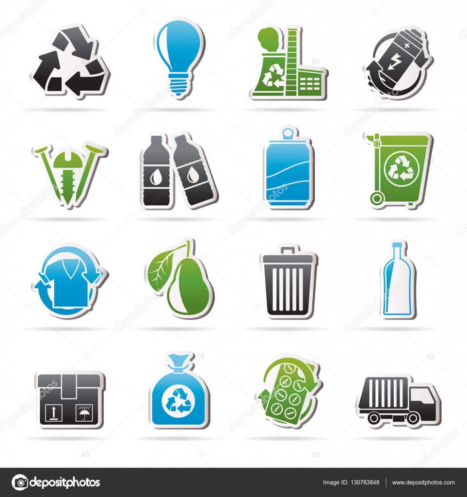 Iconos de basura y reciclaje Vector de stock por ©stoyanh 130763848